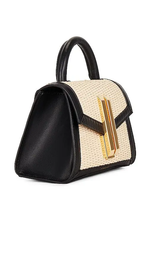 Demellier Nano Montreal Handbag - Natural Raffia & Black Smooth
